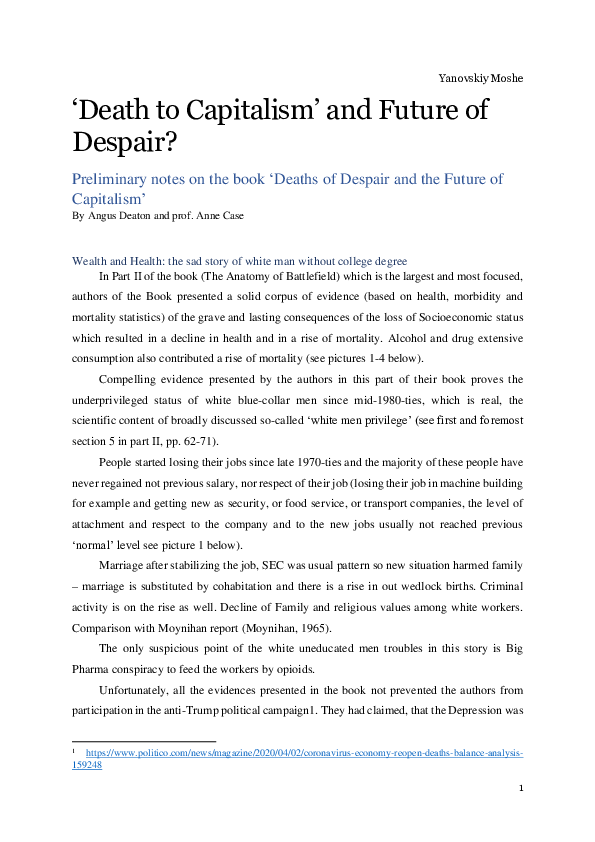 (PDF) 'Death to Capitalism' and Future of Despair? Preliminary notes on ...