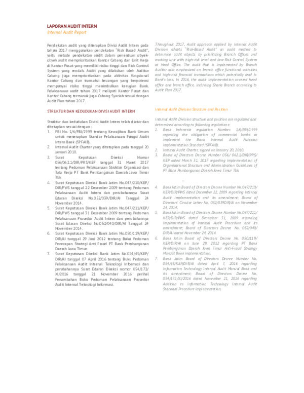(PDF) LAPORAN AUDIT INTERN Internal Audit Report
