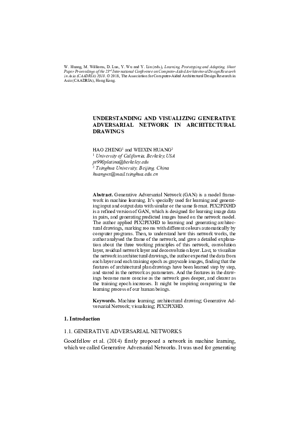 (PDF) Understanding and Visualizing Generative Adversarial Networks in Architectural Drawings