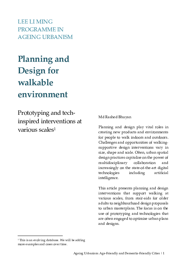 (PDF) Planning and Design for walkable environment: Prototyping and tech- inspired interventions ...
