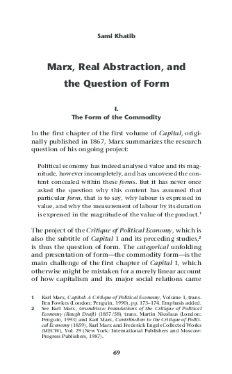 (PDF) Marx, Real Abstraction, and the Question of Form