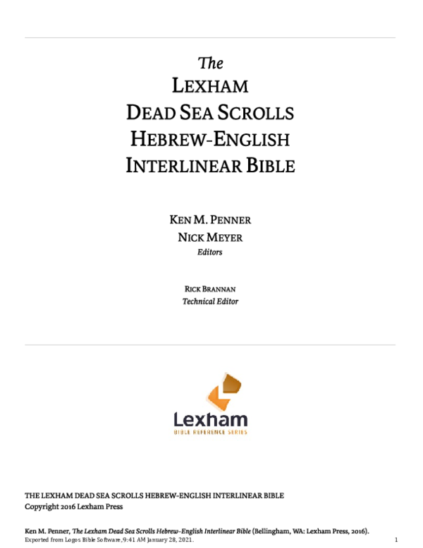 (PDF) Lexham Dead Sea Scrolls Hebrew-English Interlinear Bible