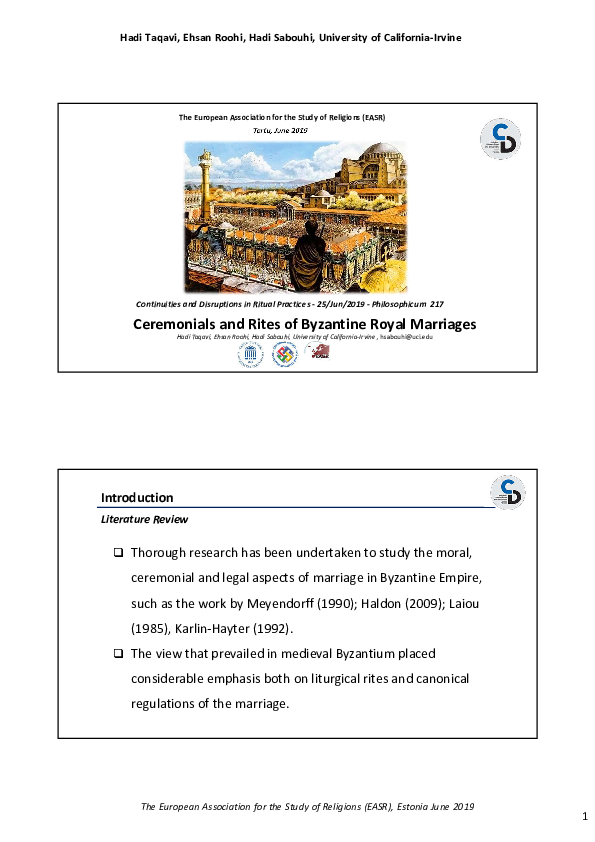 (PDF) Ceremonials and Rites of Byzantine Royal Marriages