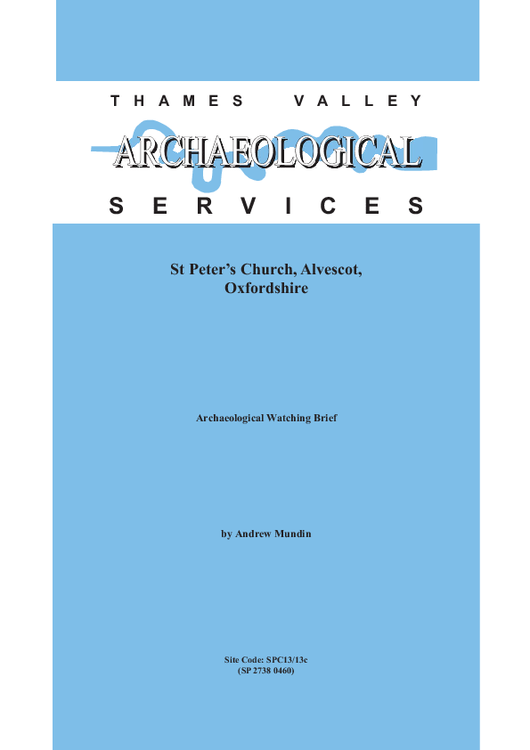 (PDF) St Peters Church, Alvescot, Oxfordshire: Archaeological Watching ...