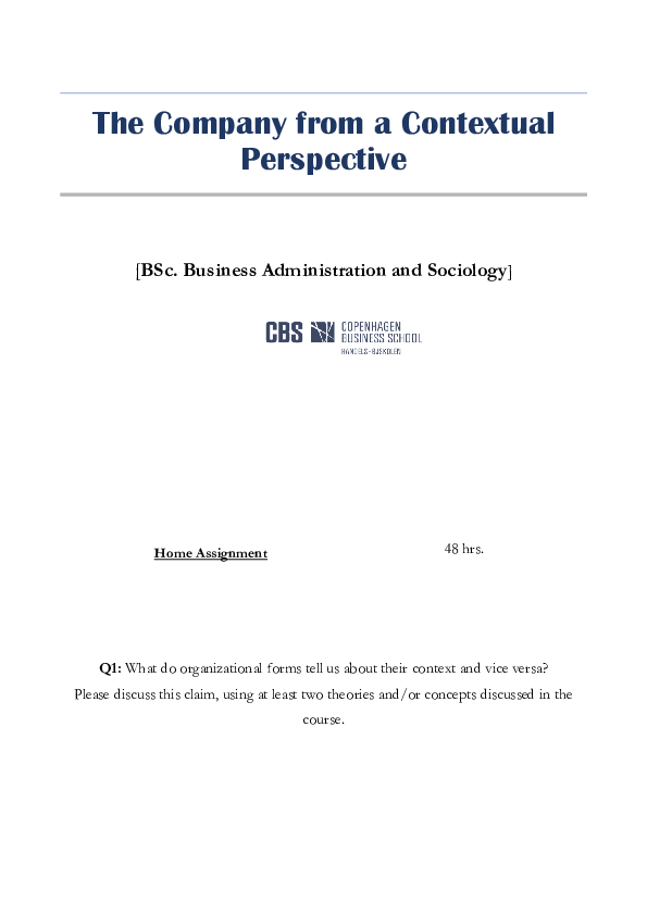 (PDF) The Company from a Contextual Perspective