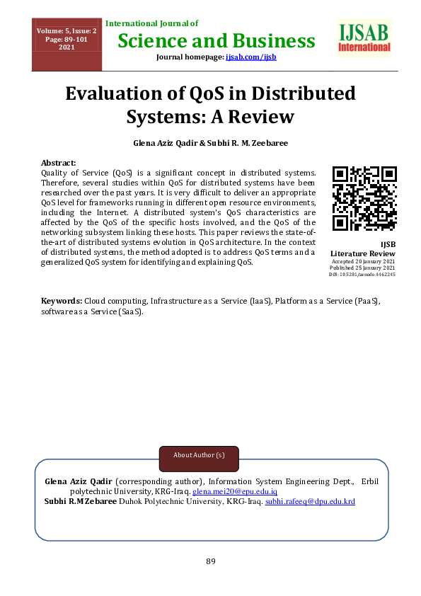 (PDF) Evaluation of QoS in Distributed Systems: A Review