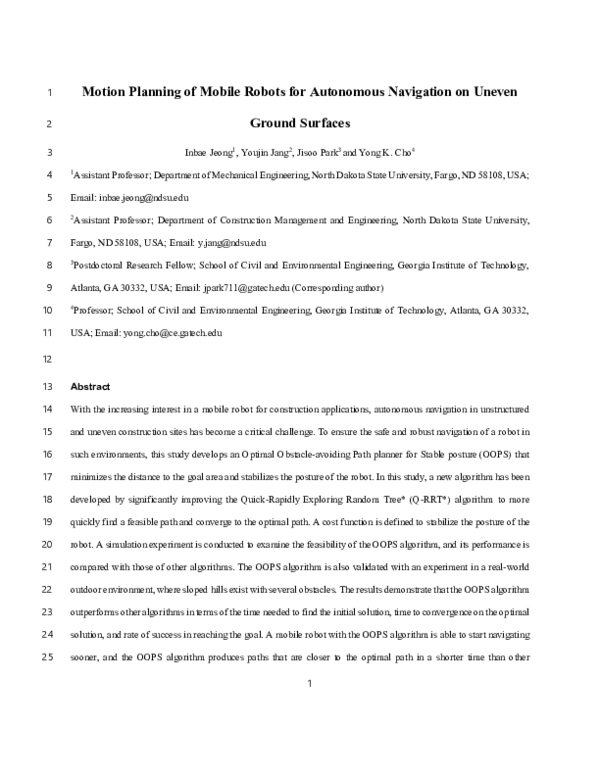 (PDF) Motion Planning of Mobile Robots for Autonomous Navigation on ...