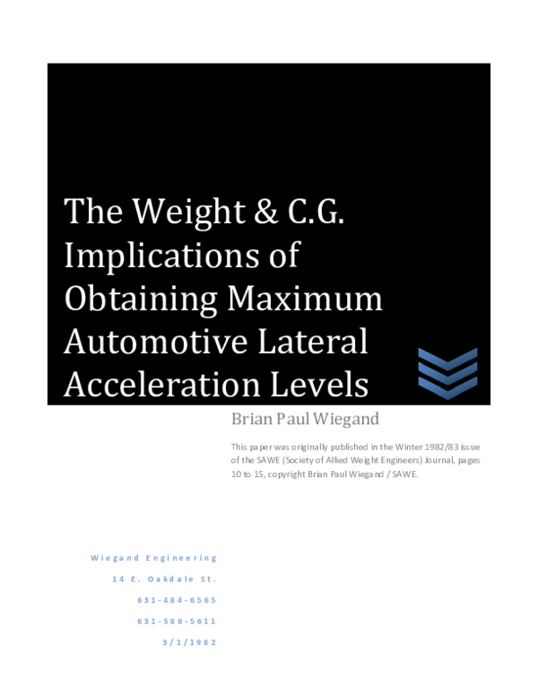 (PDF) The WEIGHT and CG IMPLICATIONS of OBTAINING MAXIMUM LATERAL ...