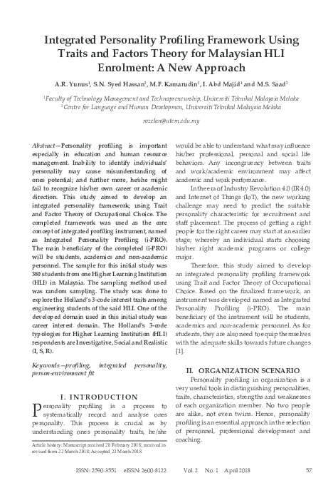 (PDF) i-PRO: Integrated Personality Profiling in Malaysia