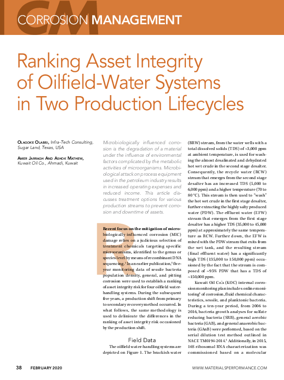 (PDF) CM CORROSION MANAGEMENT: Ranking Asset Integrity of Oilfield ...