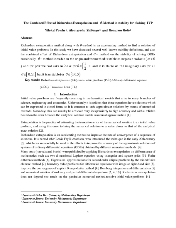 Pdf The Combined Effect Of Richardson Extrapolation And Method In