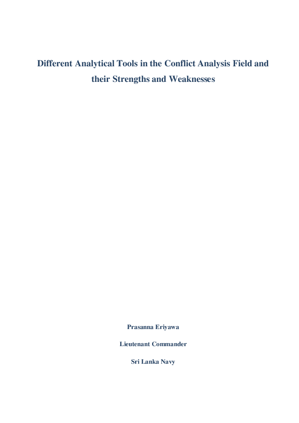 (PDF) Different Analytical Tools in the Conflict Analysis Field and their Strengths and Weaknesses