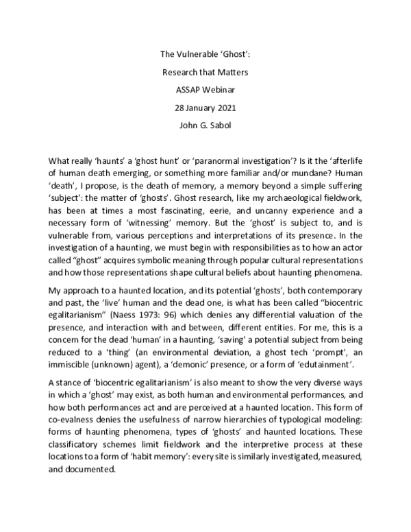 (PDF) The Vulnerable Ghost: Research that Matters