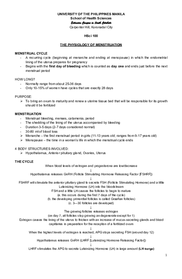 (PDF) Unit 1 5 Physiology of Menstruation