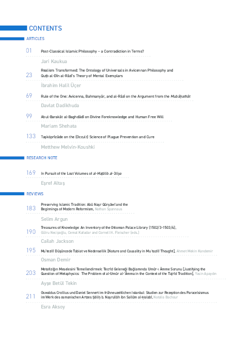 (PDF) Abul-Barakāt al-Baghdādī on Divine Foreknowledge and Human Free Will