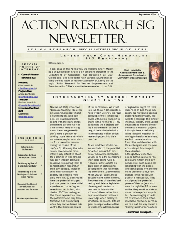 (PDF) ACTION RESEARCH SIG NEwSLETTER