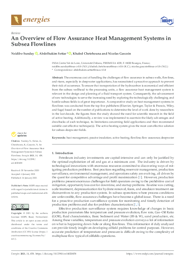 (PDF) An Overview of Flow Assurance Heat Management Systems in Subsea ...