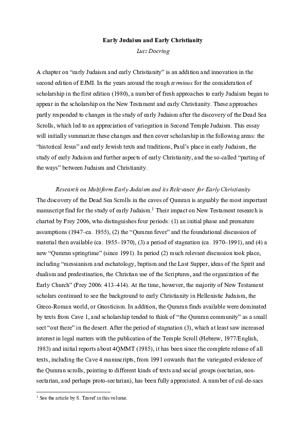 (PDF) Early Judaism and Early Christianity