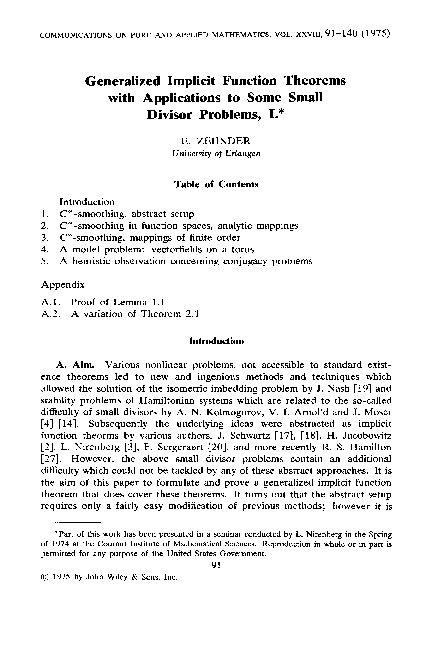(PDF) Generalized implicit function theorems with applications to some small divisor problems, I