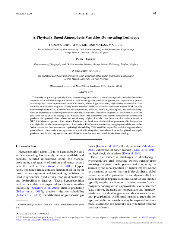 (PDF) A Physically Based Atmospheric Variables Downscaling Technique