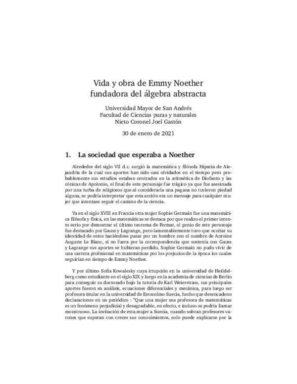 (PDF) Breve Biografía de Emmy Noether