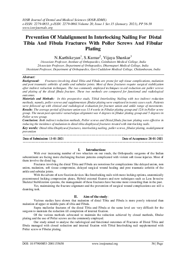 Pdf Prevention Of Malalignment In Interlocking Nailing For Distal Tibia And Fibula Fractures