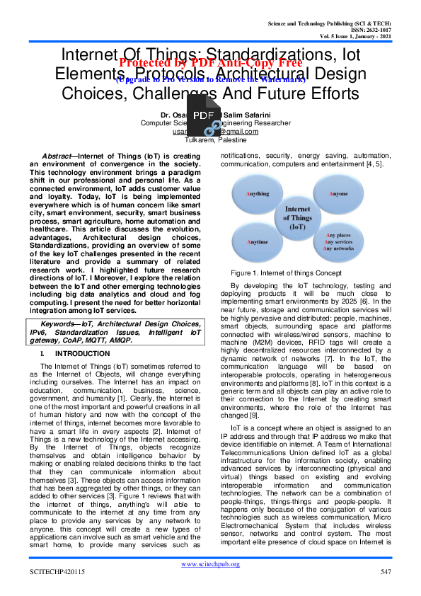 (PDF) Internet Of Things: Standardizations, Iot Elements, Protocols, Architectural Design ...