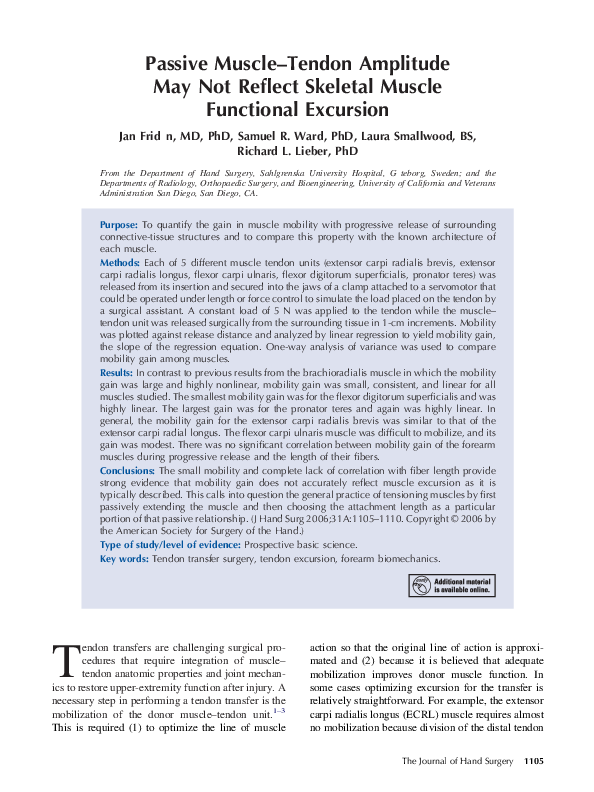 (PDF) Passive Muscle–Tendon Amplitude May Not Reflect Skeletal Muscle ...