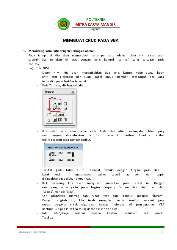 (PDF) Macro Excel - Membuat CRUD pada VBA (PDF) Macro Excel - Membuat CRUD pada VBA