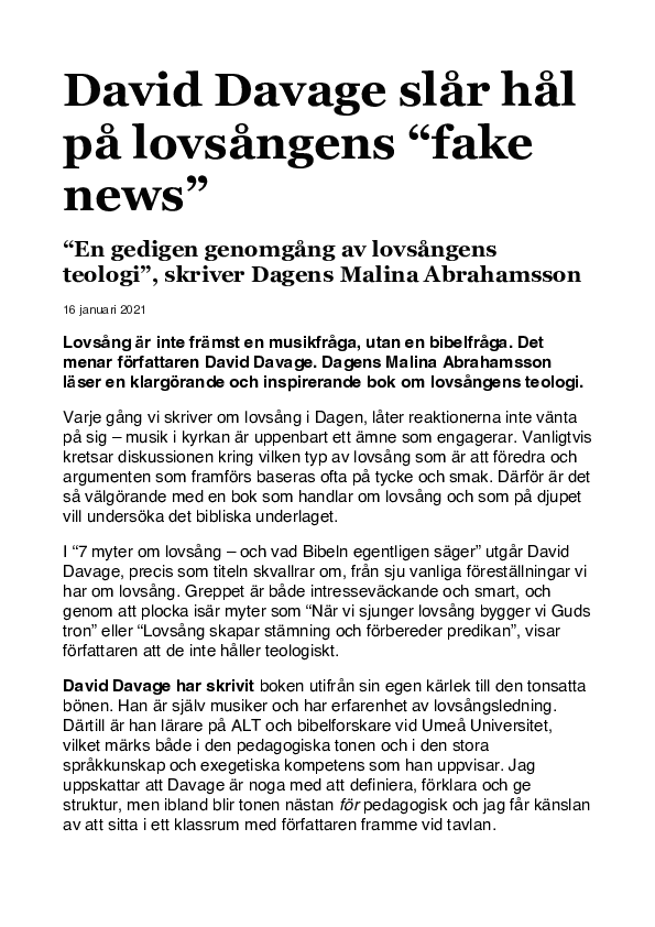 (PDF) Recension av 7 myter om lovsång - och vad Bibeln egentligen säger ...