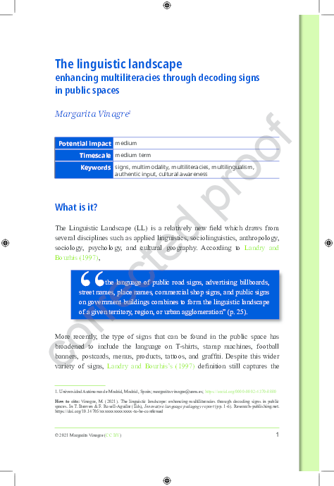 (PDF) The linguistic landscape: Enhancing multiliteracies through ...