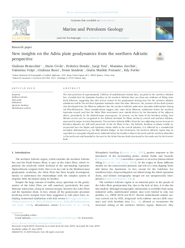 (PDF) New insights on the Adria plate geodynamics from the northern ...