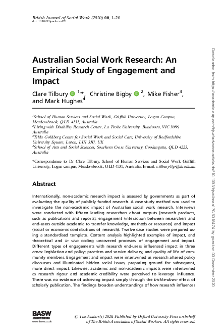 (PDF) Australian Social Work Research: An Empirical Study of Engagement ...