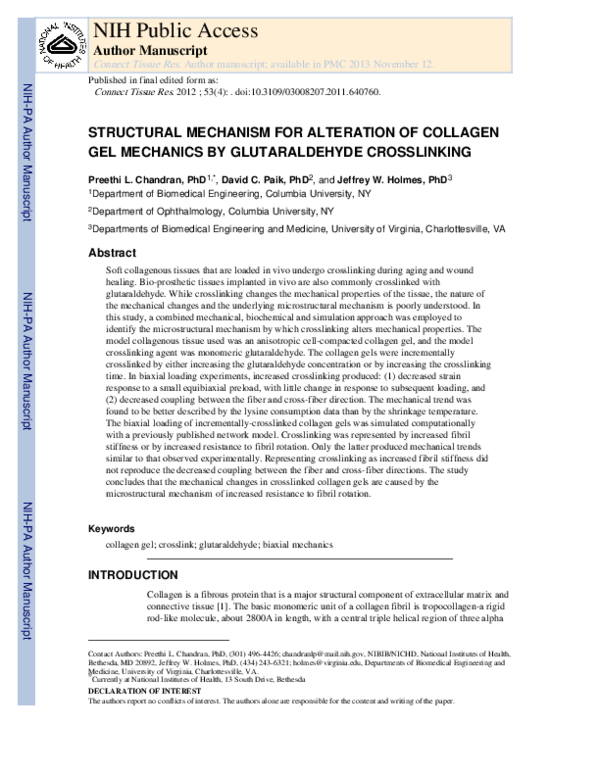 (PDF) Structural Mechanism for Alteration of Collagen Gel Mechanics by ...