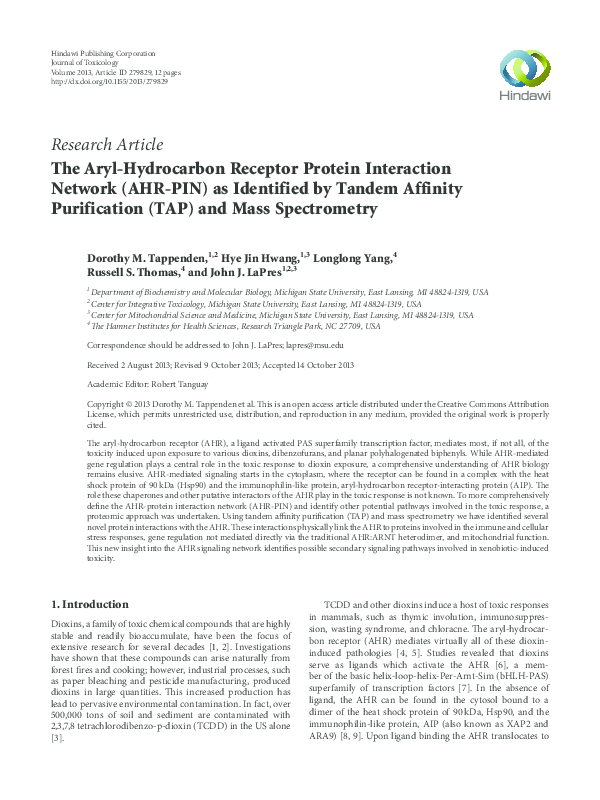 (PDF) The Aryl-Hydrocarbon Receptor Protein Interaction Network (AHR ...