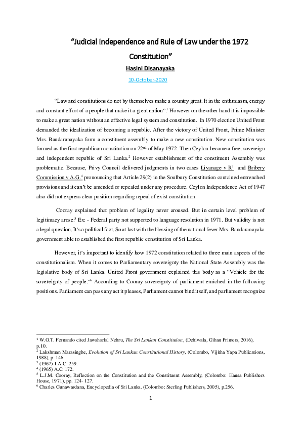 (PDF) "Judicial Independence and Rule of Law under the 1972 Constitution"