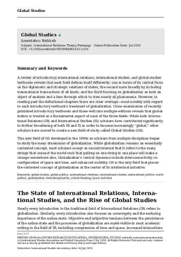 (PDF) Global Studies