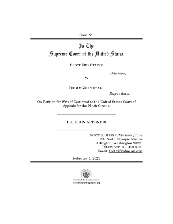 (PDF) United States Supreme Court - Scott Stafne v. Thomas Zilly, et al ...