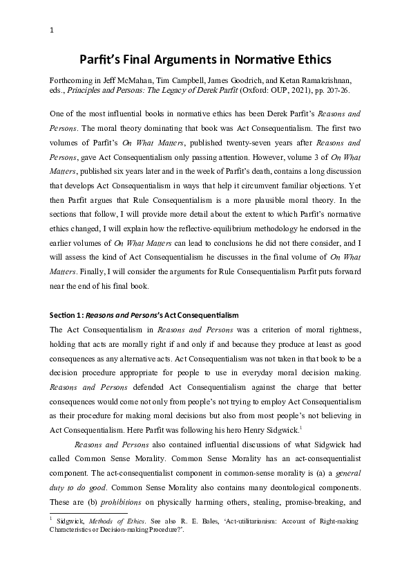 (DOC) 'Parfit's Final Arguments in Normative Ethics'