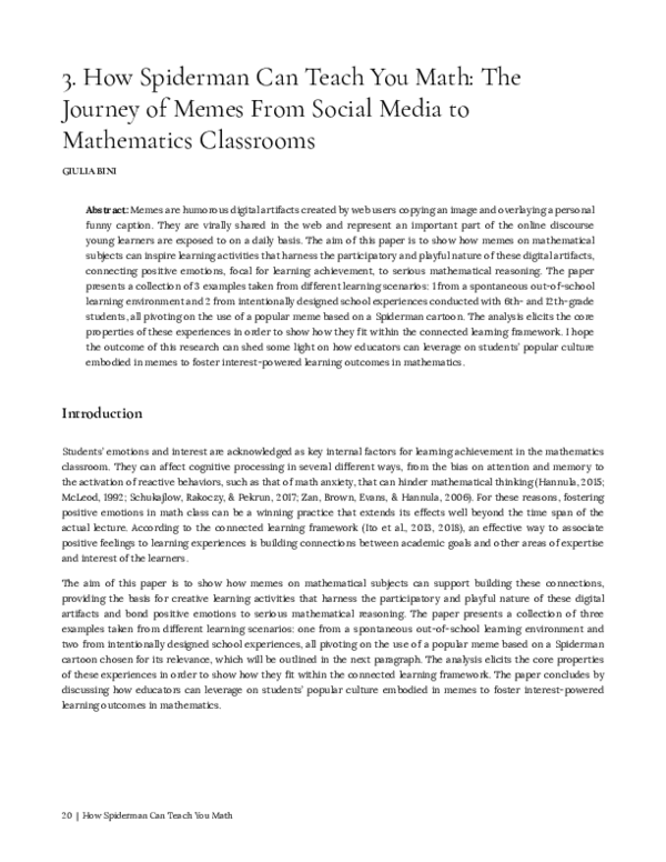 (PDF) How Spiderman Can Teach You Math: The Journey of Memes From ...