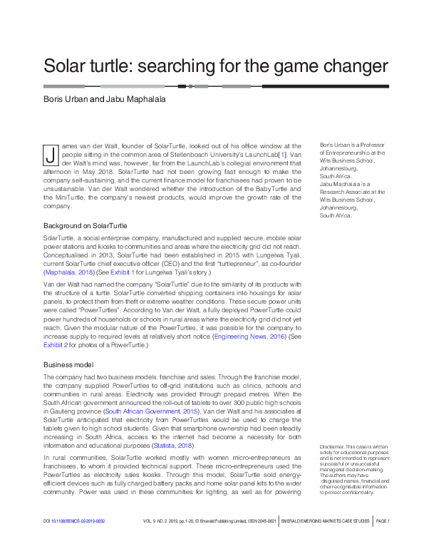 (PDF) Solar turtle: searching for the game changer