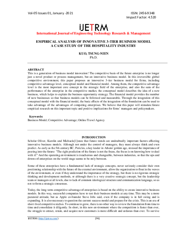 (PDF) EMPIRICAL ANALYSIS OF INNOVATIVE 3-TIER BUSINESS MODEL A CASE ...