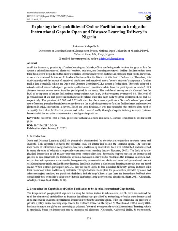 (PDF) Exploring the Capabilities of Online Facilitation to bridge the ...