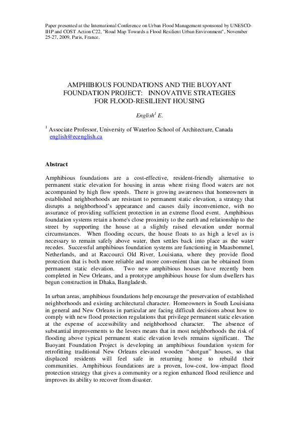 (PDF) Amphibious Foundations and the Buoyant Foundation Project ...