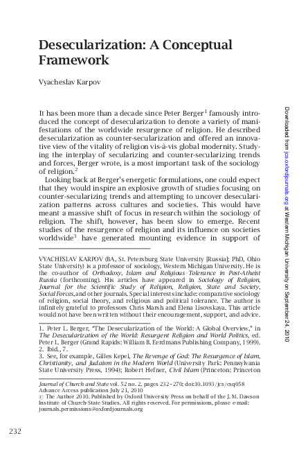 (PDF) Desecularization: A Conceptual Framework