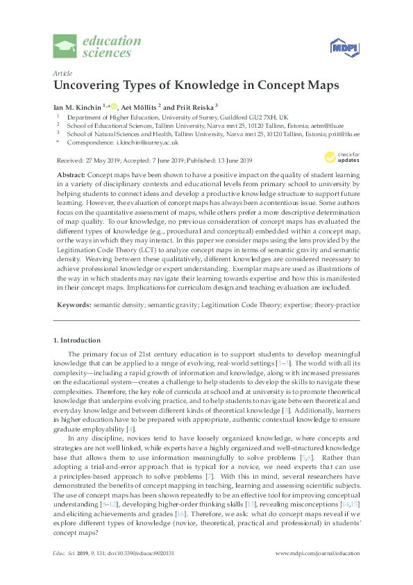 (PDF) Uncovering Types of Knowledge in Concept Maps