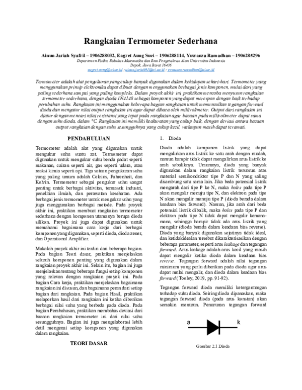 (PDF) Proyek Akhir : Rangkaian Termometer Sederhana