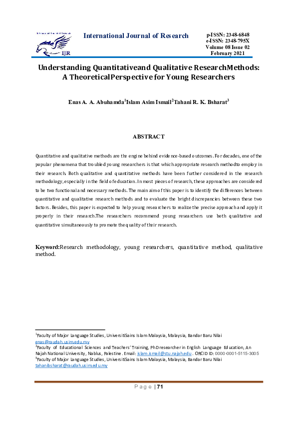 (PDF) Understanding quantitative and qualitative research methods: A ...