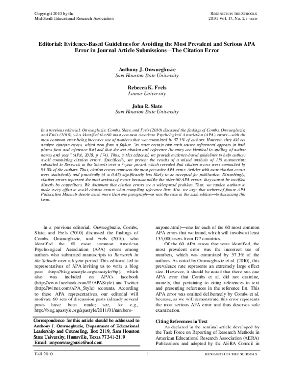 (PDF) Editorial: Evidencebased guidelines for avoiding the most common ...