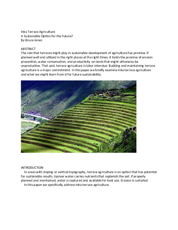 (DOC) Inka Terrace Agriculture A Sustainable Option for the Future